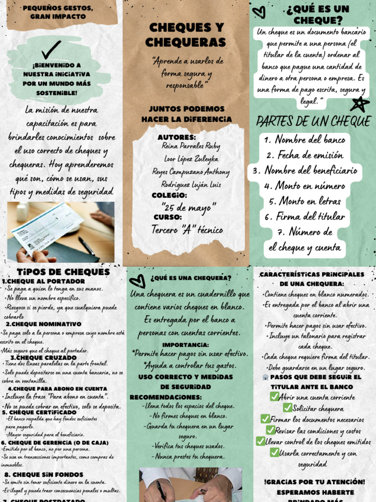 Folleto Tríptico Ecológico Reciclar Medio Ambiente Scrapbook A Mano ...