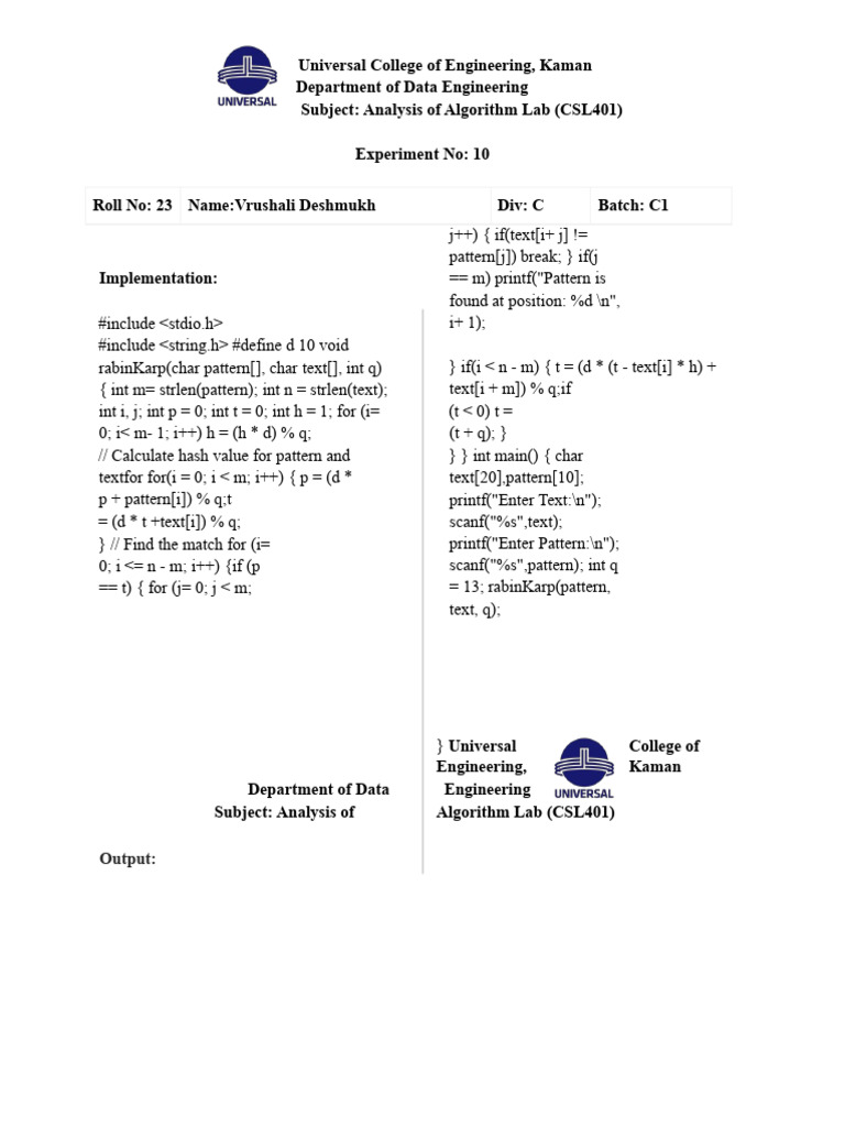 Aoa Vrushali Exp 10 | PDF