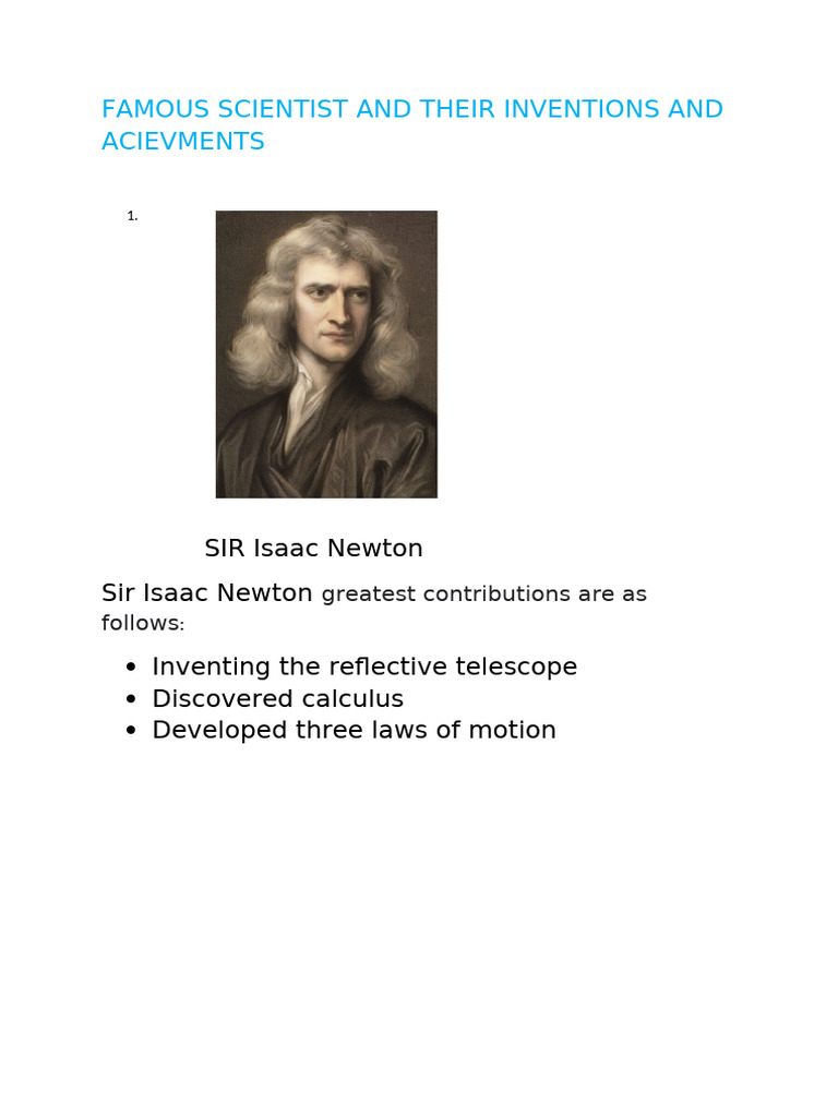 Famous Scientist and Their Inventions and Acievments | PDF