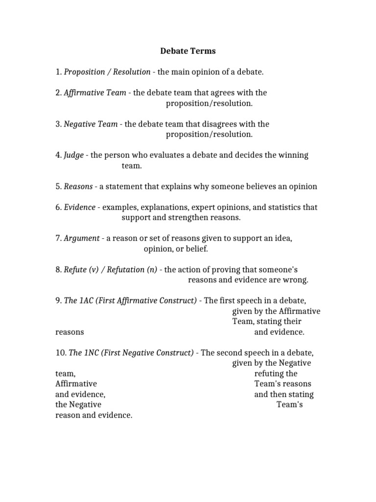 Debate Terms | PDF