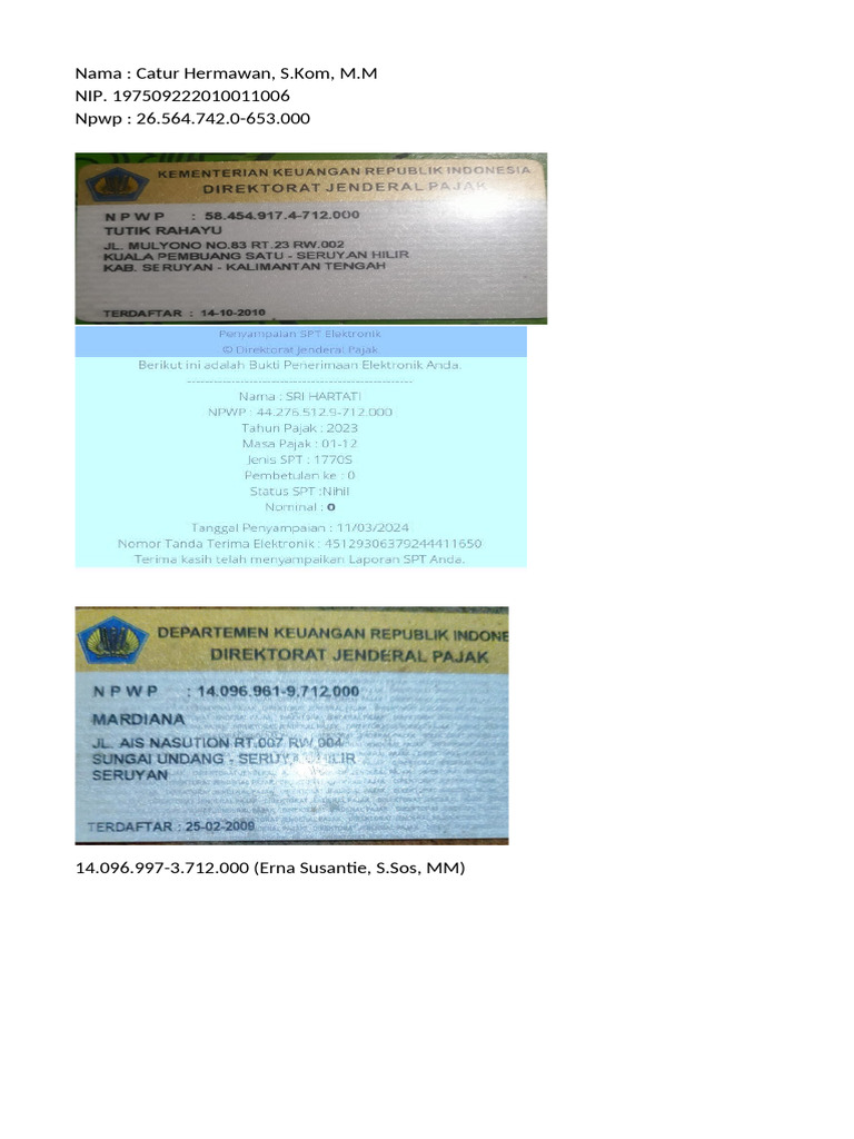 NPWP Tutor PKBM | PDF