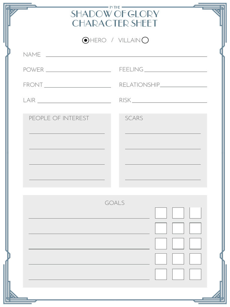 Character Sheet Form Fillable | PDF