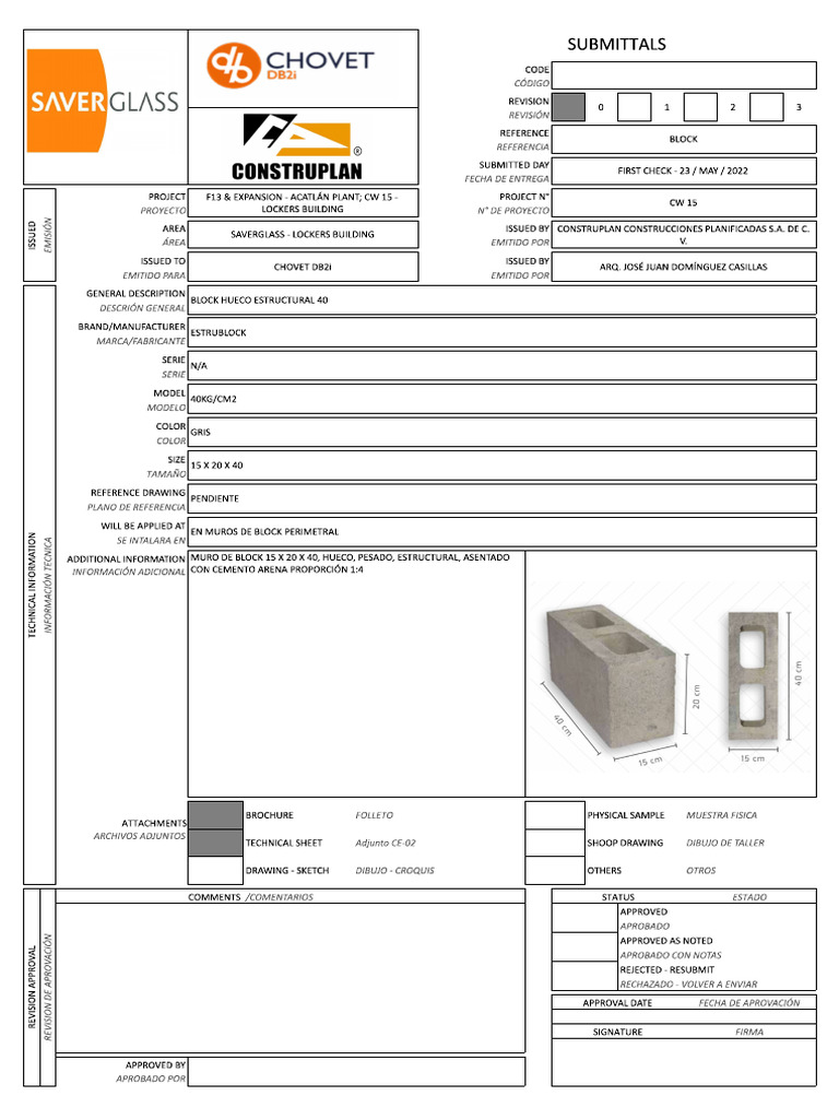 1.2. CE-02 Submittal - Estrublock Block 15x20x40 | PDF