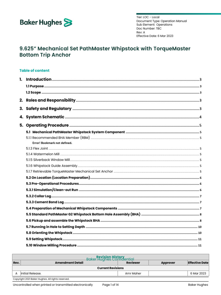 9.625” PathMaster Whipstock Manual | PDF | Mechanical Engineering