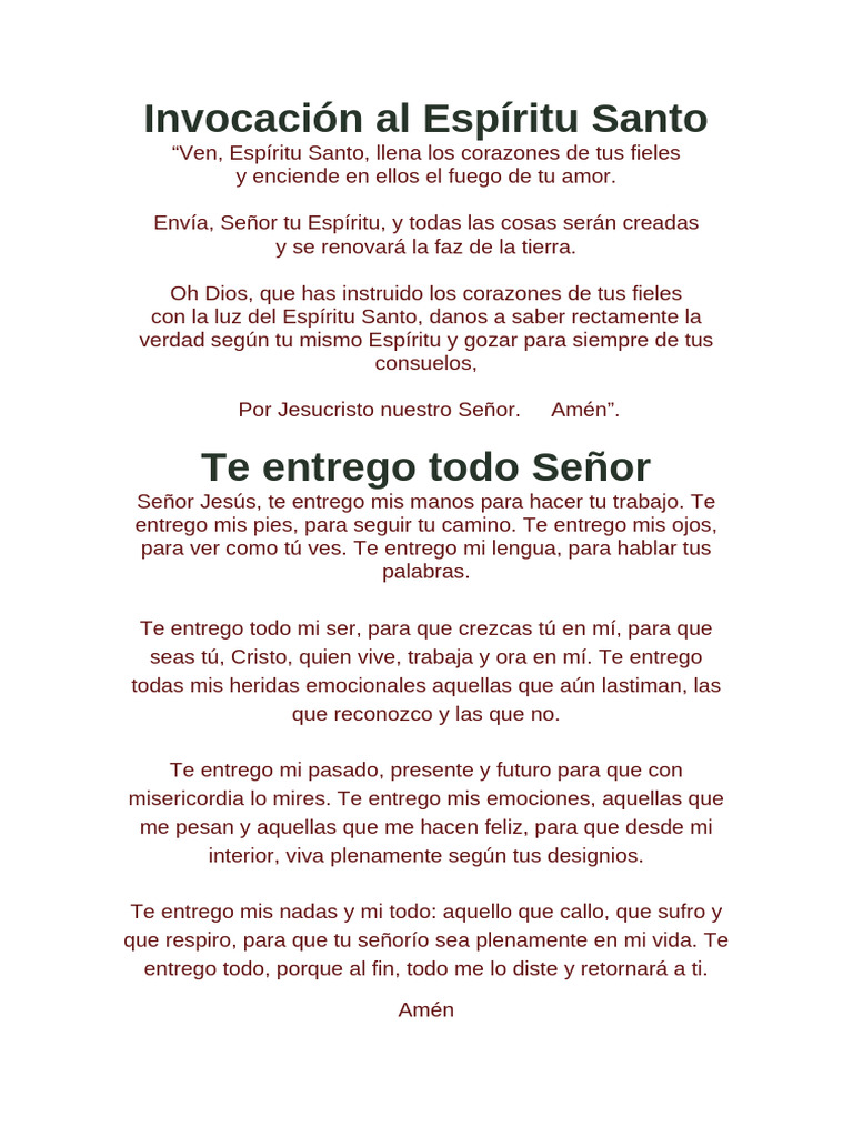 Oraciones MFC | PDF | Amor | Cristo (título)