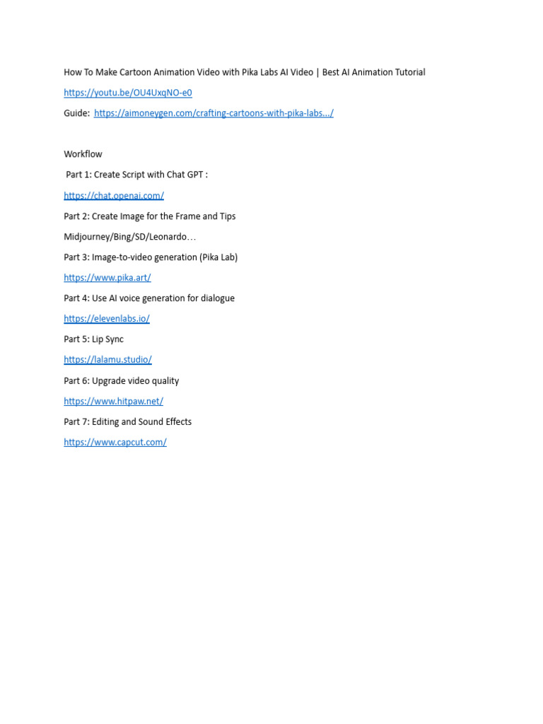 AI Cartoon Animation Guide | PDF