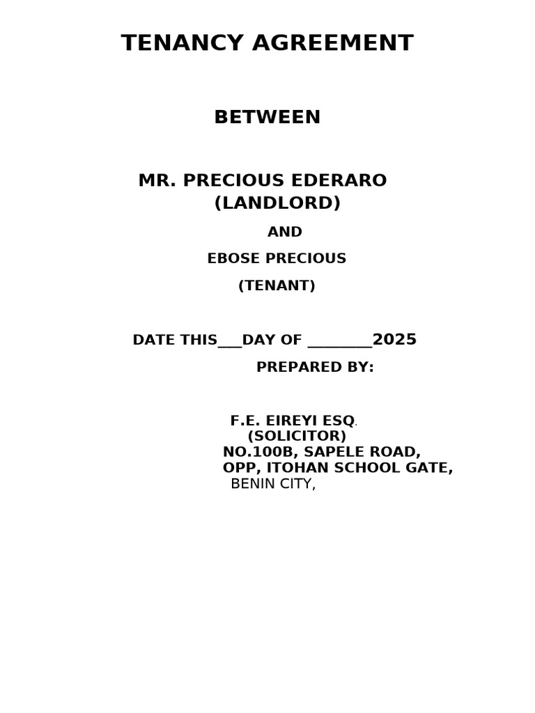 Tenacy Agreement | PDF
