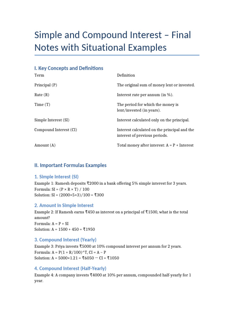 Simple and Compound Interest Notes | PDF | Interest | Compound Interest