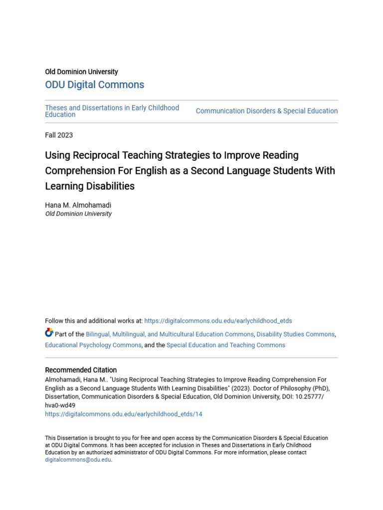 Using Reciprocal Teaching Strategies To Improve Reading Comprehen | PDF | Reading Comprehension ...