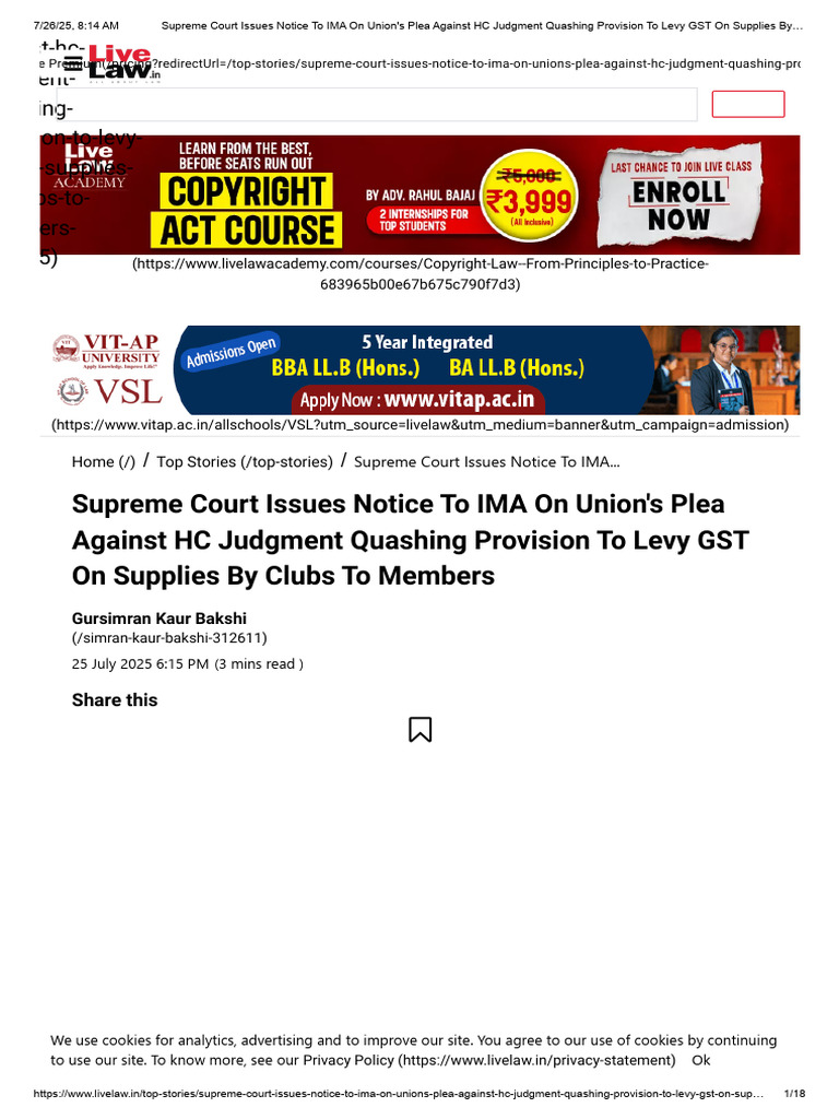 SC Notice to IMA on GST Levy Challenge | PDF | Supreme Court Of The ...