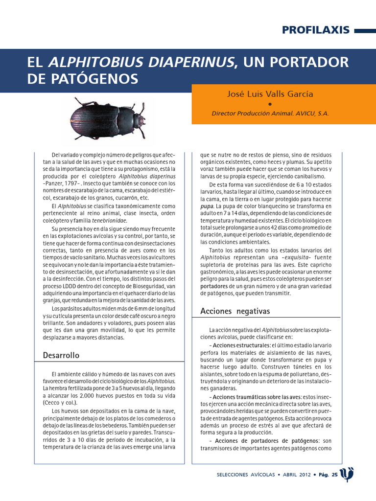 6640 El Alphitobius Diaperinus Un Portador de Patogenos | PDF ...