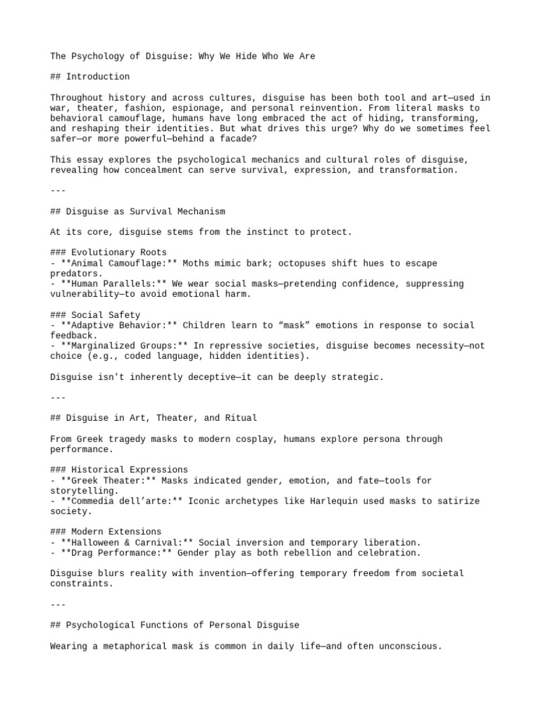 The Psychology of Disguise Explained | PDF | Mask | Identity (Social ...