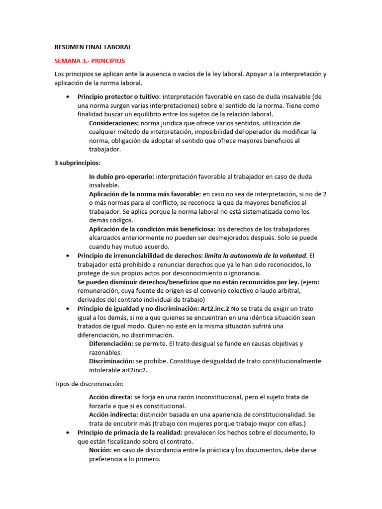 Resumen Final Laboral | PDF | Derecho laboral | Salario