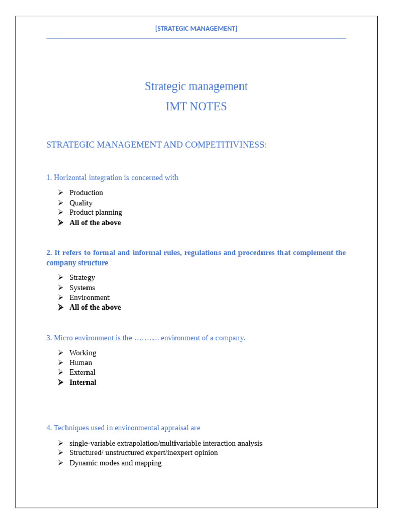 Egmc004 Strategic Management Final Exam Dump | PDF | Strategic ...