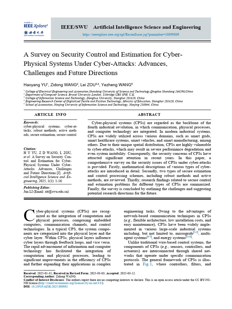 A Survey On Security Control And Estimation For Cyber Physical Systems Under Cyber Attacks