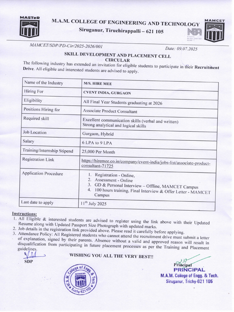 Circular CVENT | PDF