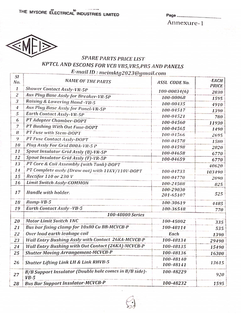 Spare List 4 | PDF