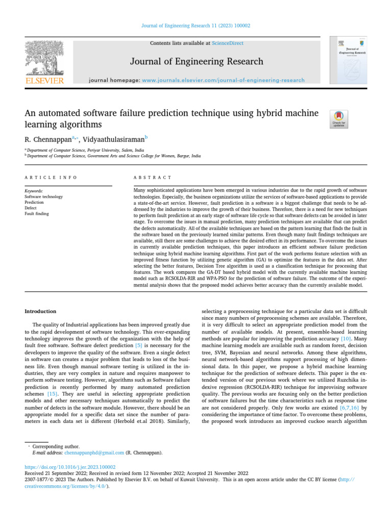 An Automated Software Failure Prediction Technique Using Hybrid Machine ...