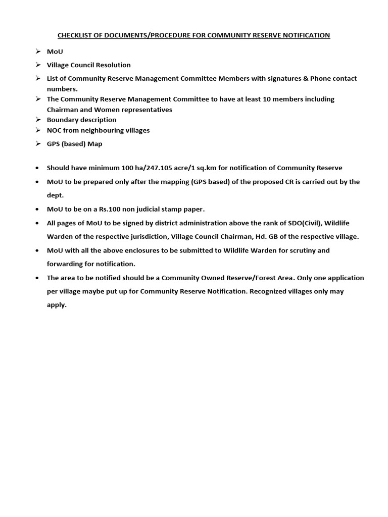 Checklist For CR Notification | PDF
