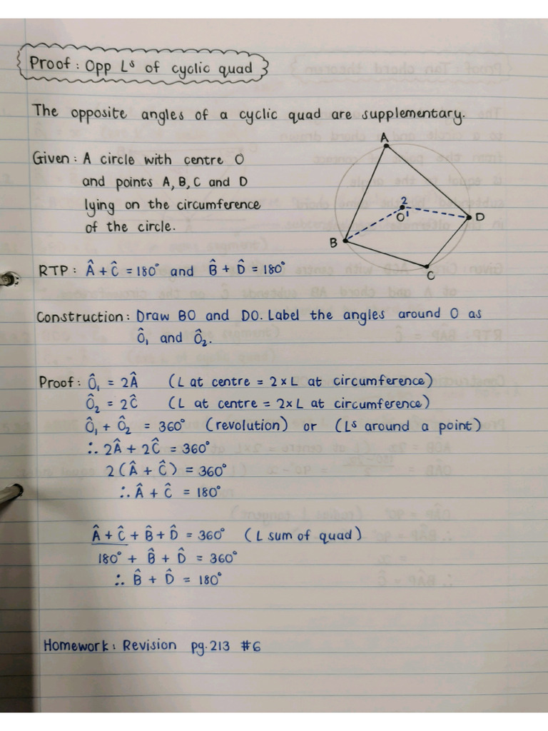 Opp Angles of Cyclic Quad Proof | PDF