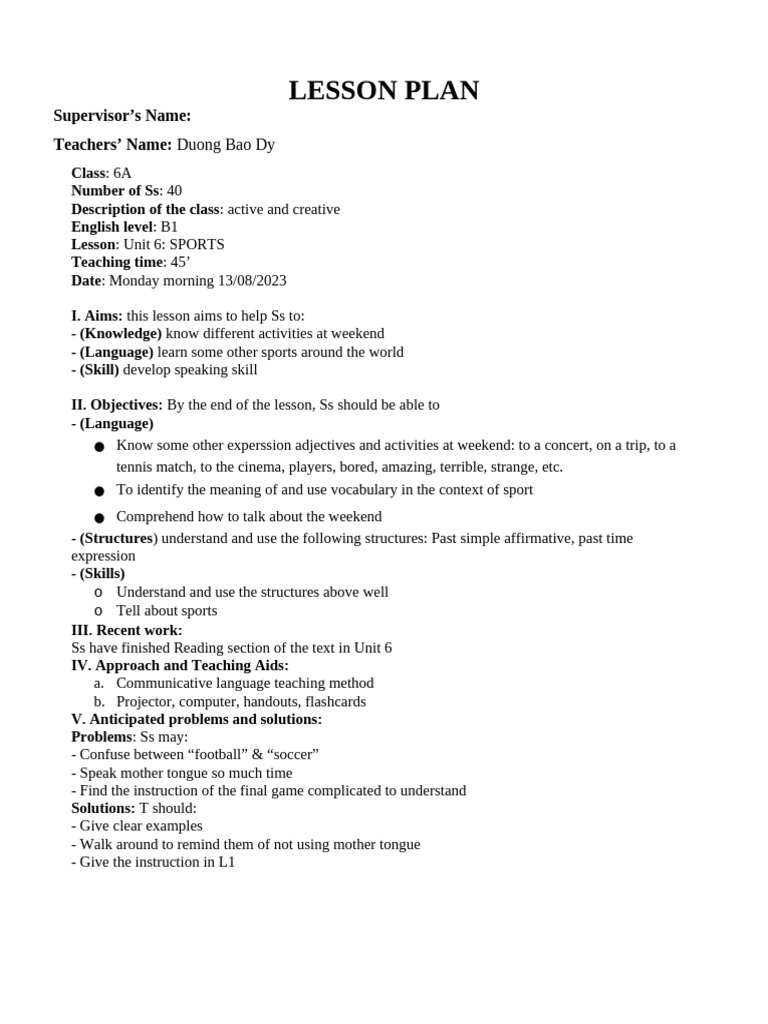 Lesson Plan Speaking | PDF | Linguistics | Human Communication