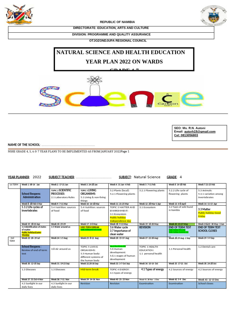 Natural Science 4-7 Year Plan | PDF | Plants | Electricity