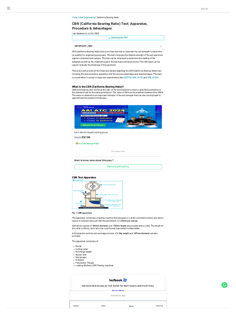 CBR (California Bearing Ratio) Test - Apparatus, Procedure & Advantages ...