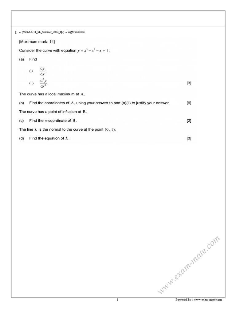 Differentiation Exam Questions Collection | PDF | Mathematics ...