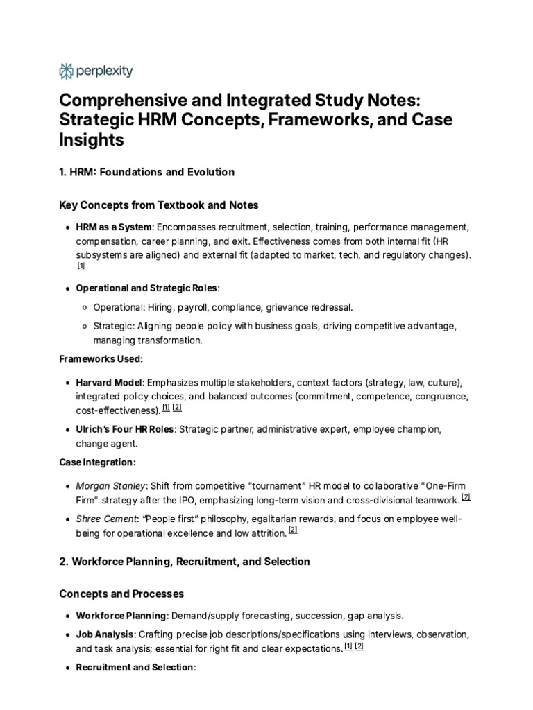 Comprehensive and Integrated Study Notes - Strategi | PDF | Human ...