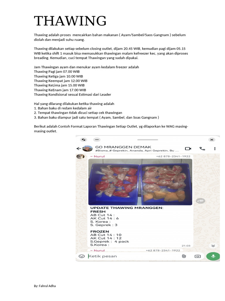 Proses Thawing Bahan Makanan | PDF