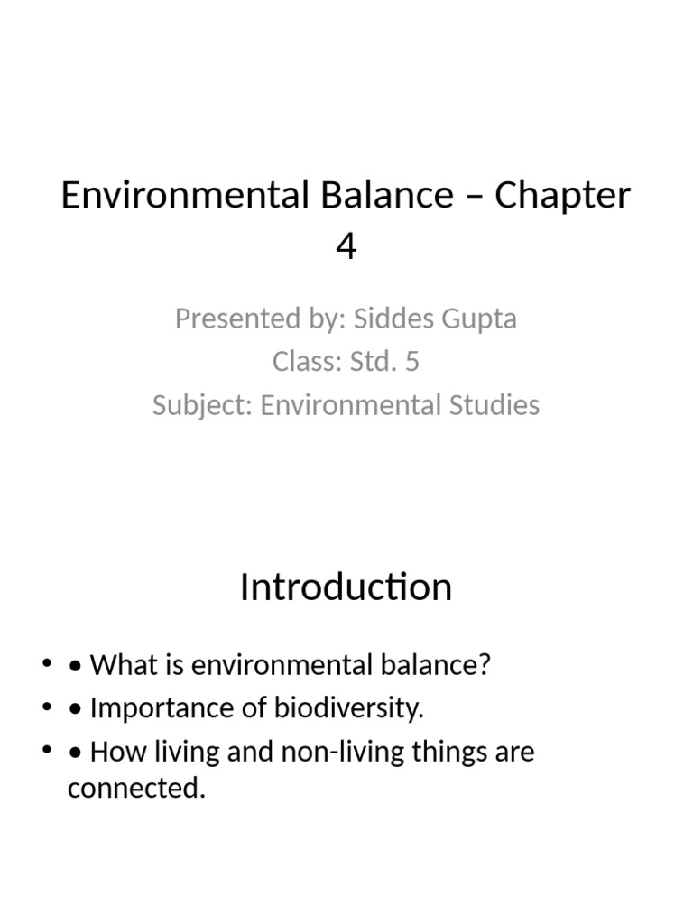 Understanding Environmental Balance | PDF