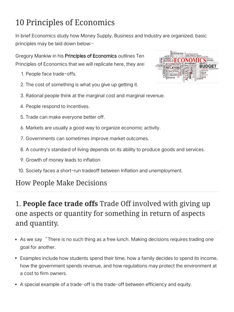 10 Principles of Economics Explained | PDF | Market (Economics) | Inflation