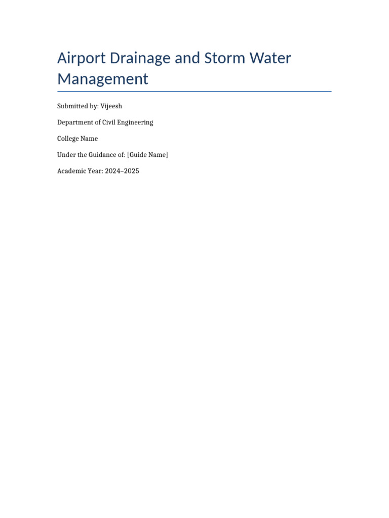 Airport Drainage & Storm Water Management | PDF | Storm Drain | Drainage