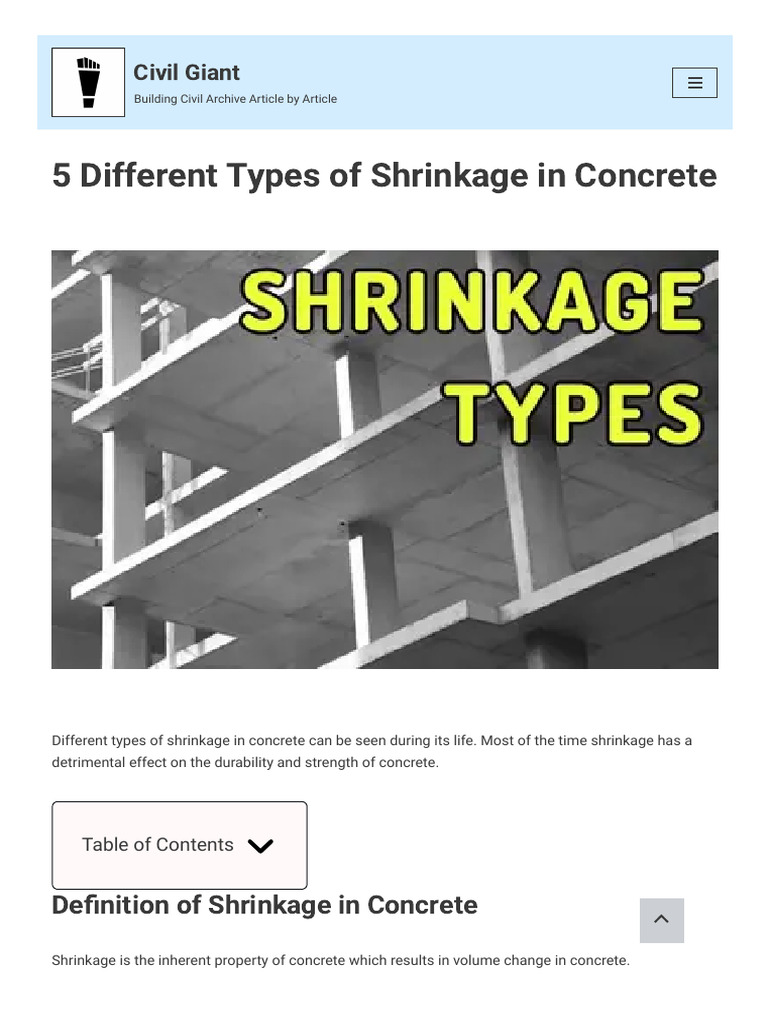 5 Different Types of Shrinkage in Concrete - Civil | PDF | Concrete ...