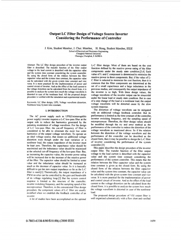 Output LC Filter Design of Voltage Source Inverter | PDF | Power ...