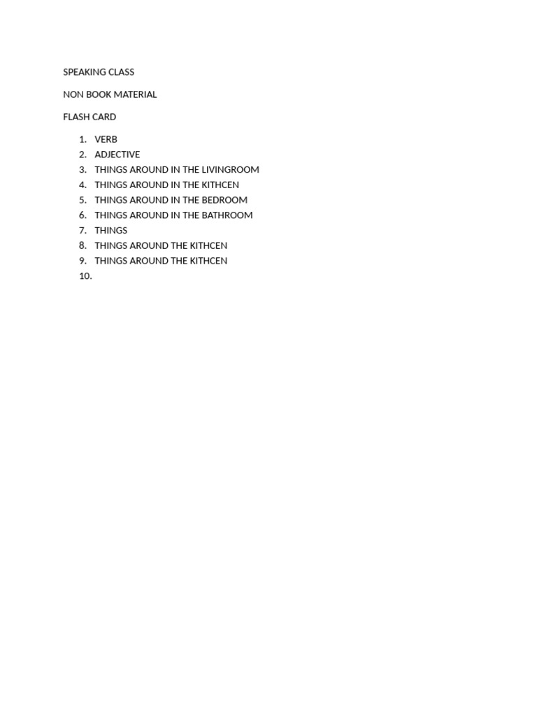 Flash Card of Speaking Class | PDF