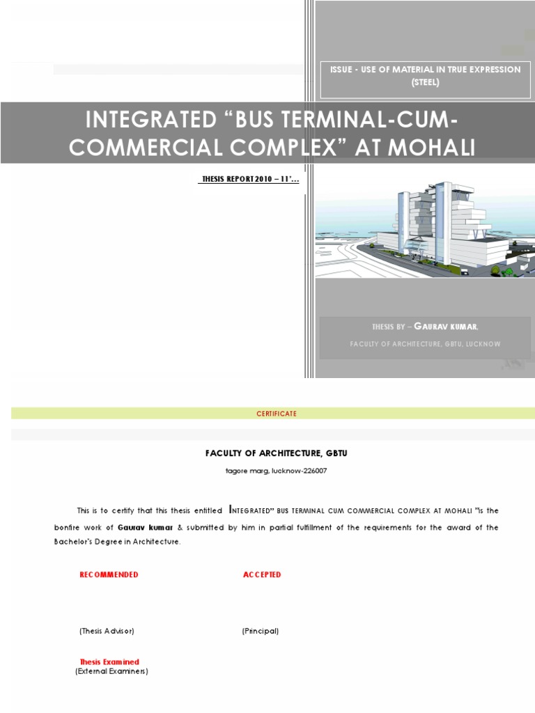 Isbt in India+Bus Terminal Thesis | PDF | Stainless Steel | Steel