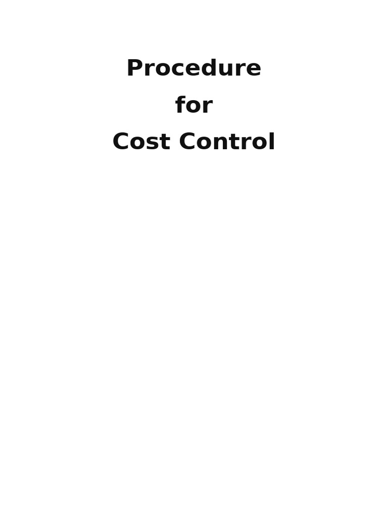 Project Cost Control Procedure | PDF | Budget | Forecasting