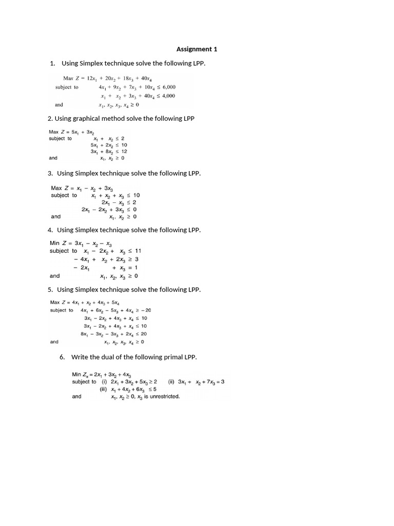 Assignment 1 Operations Research | PDF