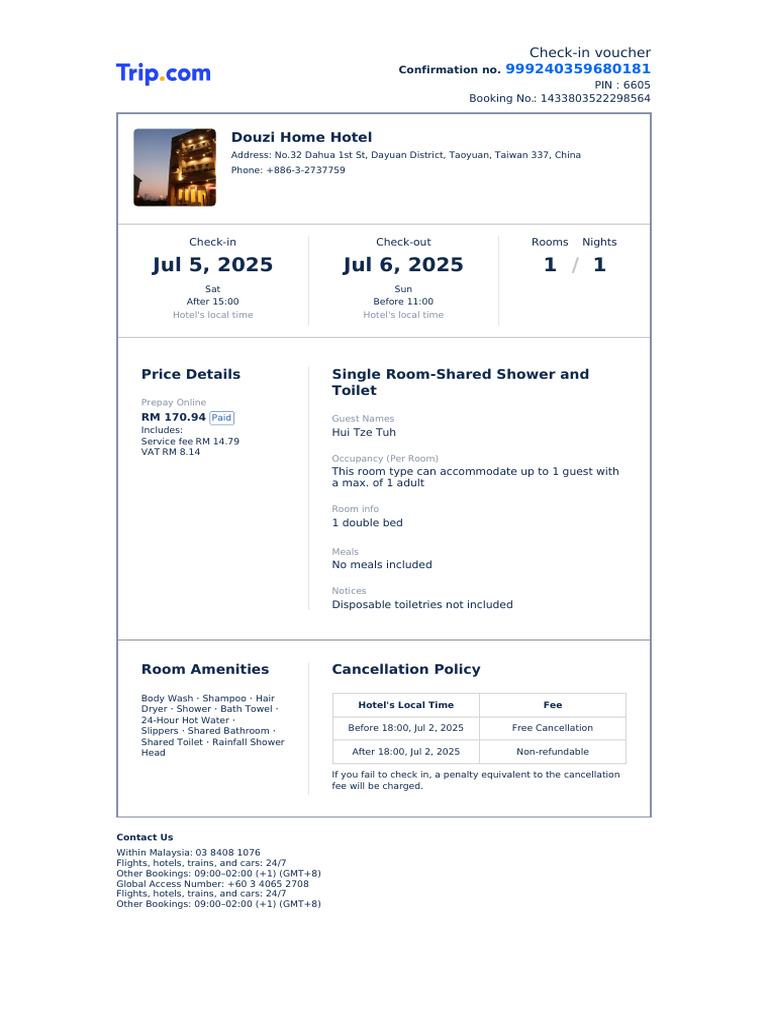 Check-In Voucher | PDF