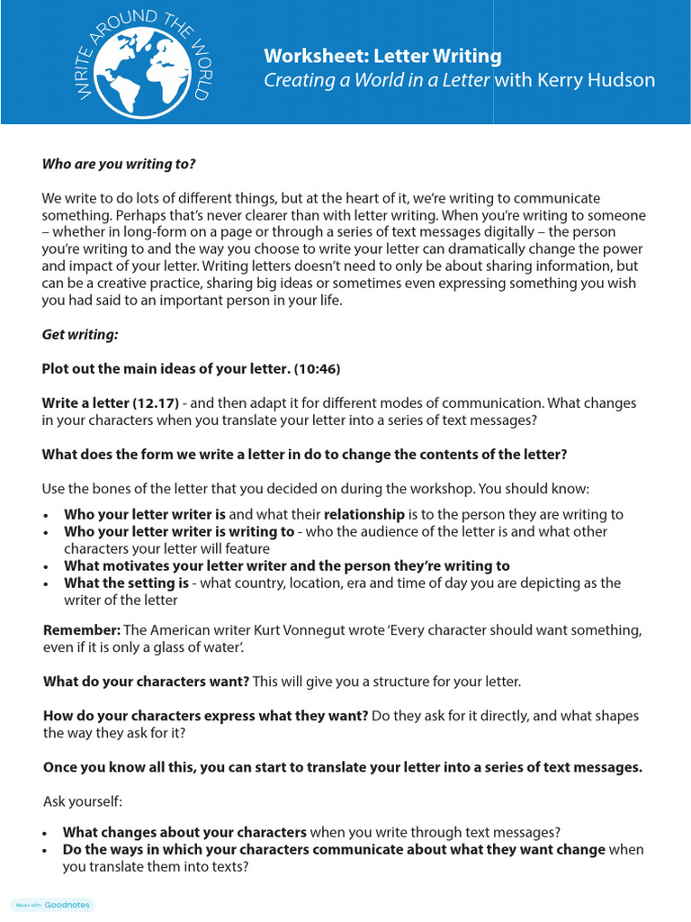 Letter Writing Workshop Guide | PDF