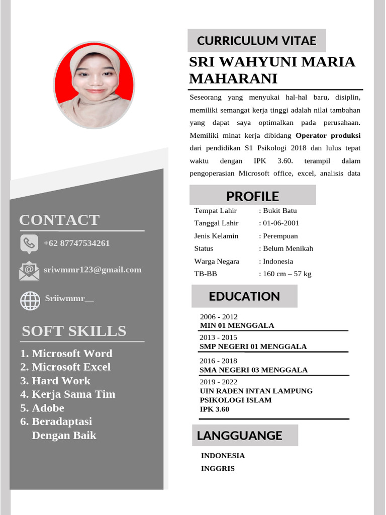 CV Sri Wahyuni Maria | PDF