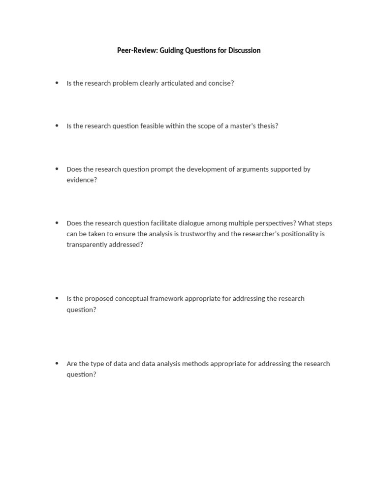 Peer-Review Questions for Research Clarity | PDF