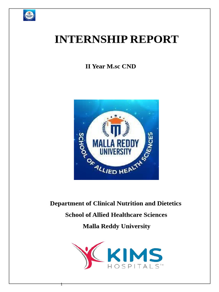 KIMS Hospital Internship Report | PDF | Dietitian | Clinical Medicine