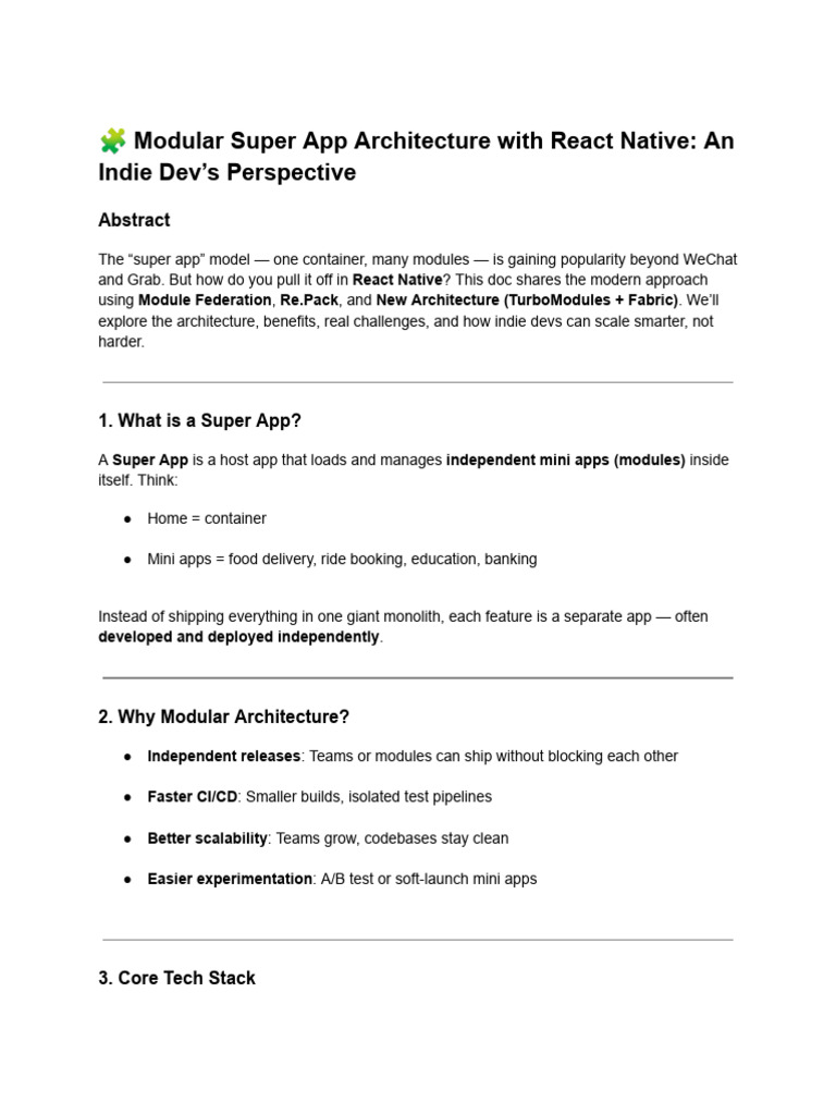 Modular Super App Architecture With React Native - An Indie Dev's ...