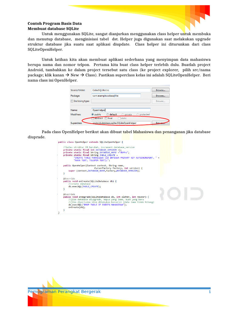 Panduan Membuat Database SQLite di Android | PDF