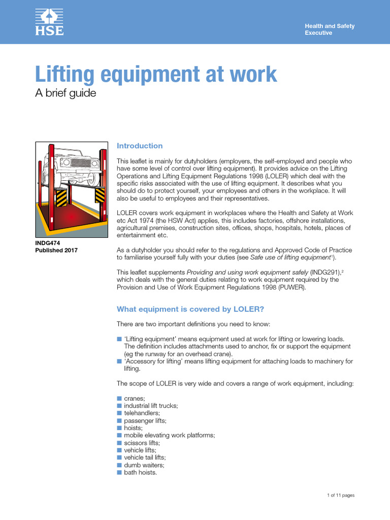 Lifting Equipment Safety Guidelines | PDF