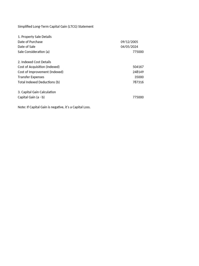 Simplified LTCG Computation | PDF