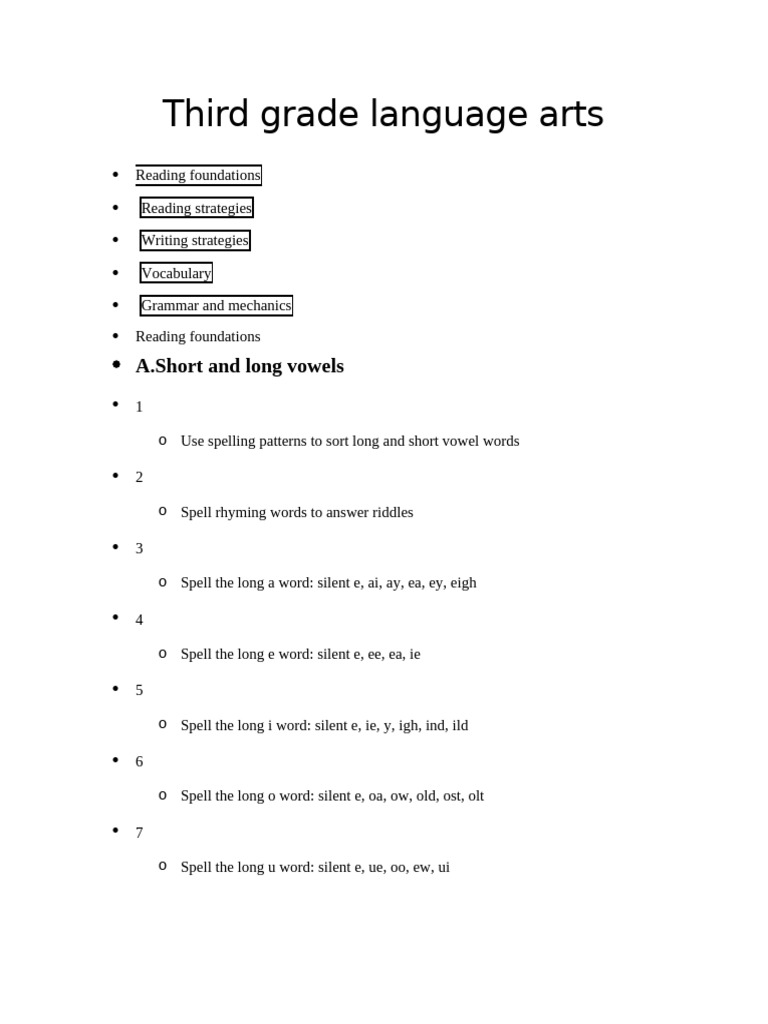 Third Grade Language Arts Guide | PDF | Plural | Adverb