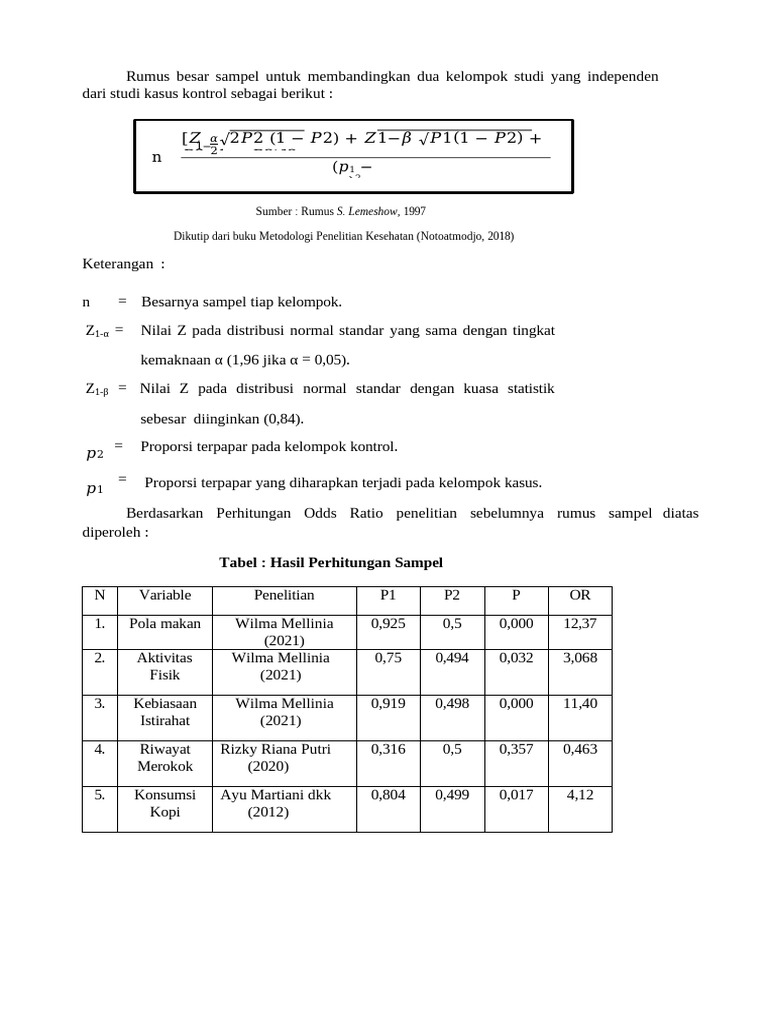 Rumus Lemeshow | PDF